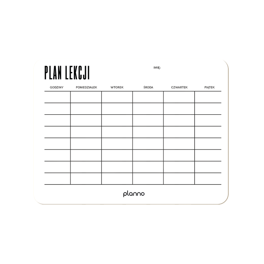 Plan lekcji plexi A4 - Planno.pl